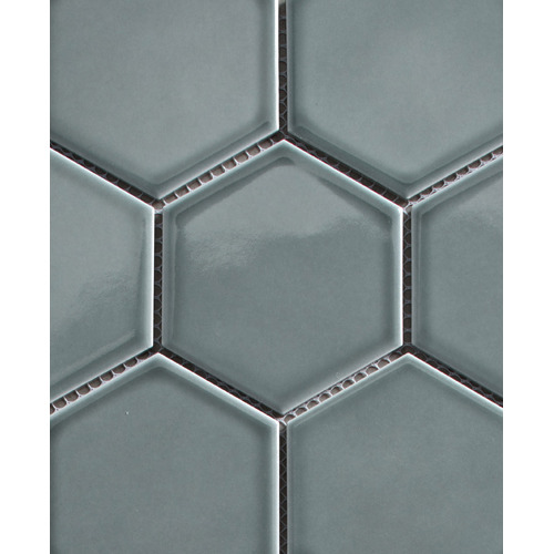Remi 256 x 296mm Gloss Water Green Hexagon Porcelain Mosaic Tile ...