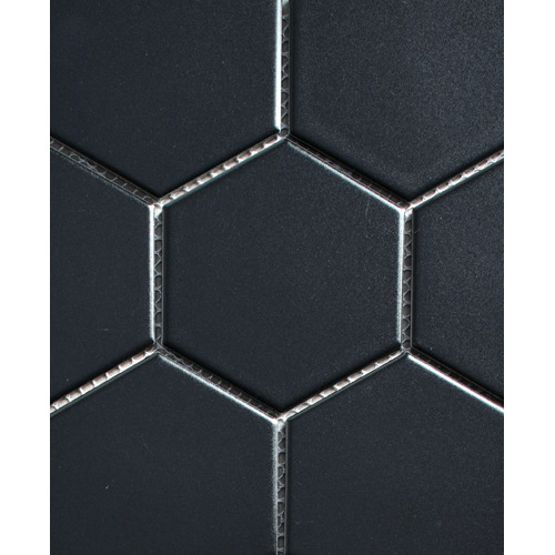 Remi 256 x 296mm Matt Black Hexagon Porcelain Mosaic Tile | Temple ...