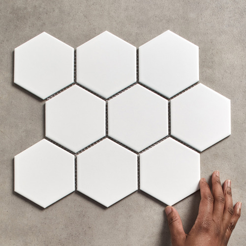 Remi 256 x 296mm Matt White Hexagon Porcelain Mosaic Tile | Temple ...