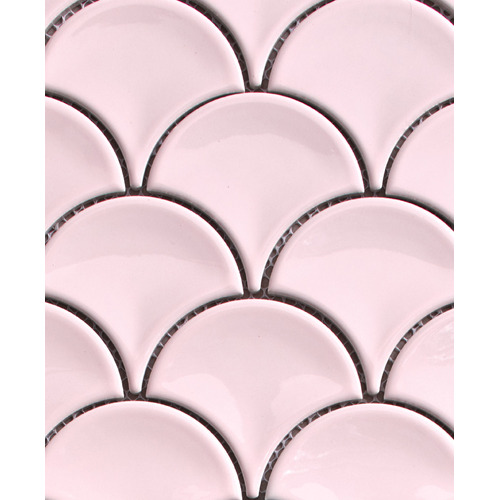Marin Gloss Pastel Pink Fish Scale Porcelain Mosaic Tile | Temple & Webster