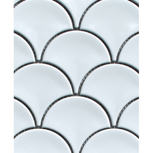 Marin Gloss White Fish Scale Porcelain Mosaic Tile | Temple & Webster