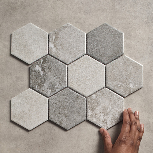 Remi Matt Stone Look Hexagon Porcelain Mosaic Tile | Temple & Webster