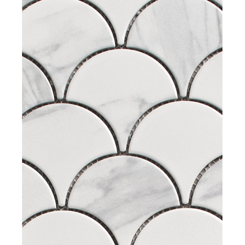 Marin Matt White Fish Scale Porcelain Mosaic Tile | Temple & Webster