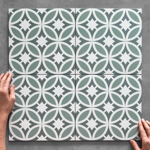 Mayfair Matt Green Encaustic Porcelain Tile | Temple & Webster