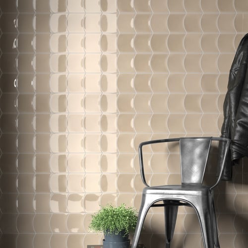 Riley Gloss Cream Wave Ceramic Tile | Temple & Webster