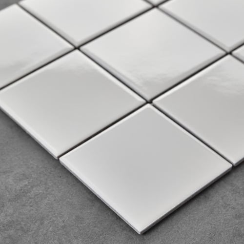 Stanmore White Small Square Porcelain Mosaic Tile | Temple & Webster