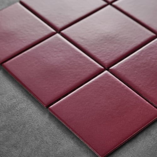 Stanmore Burgundy Small Square Porcelain Mosaic Tile | Temple & Webster