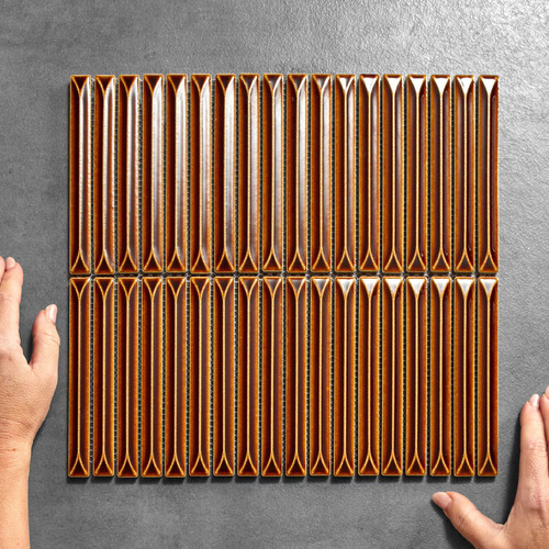 Akira Terracotta Kit Kat Porcelain Mosaic Tile | Temple & Webster