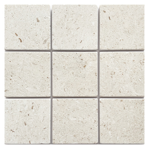 Apollo 100x100mm Tumbled White Limestone Square Tile | Temple & Webster