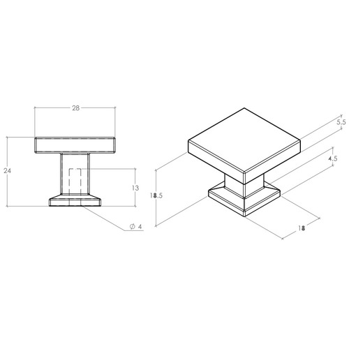 Otto Square Zinc Alloy Knob | Temple & Webster