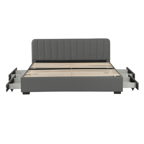 AroyaHome Quincy Faux Leather Bed with Drawers | Temple & Webster