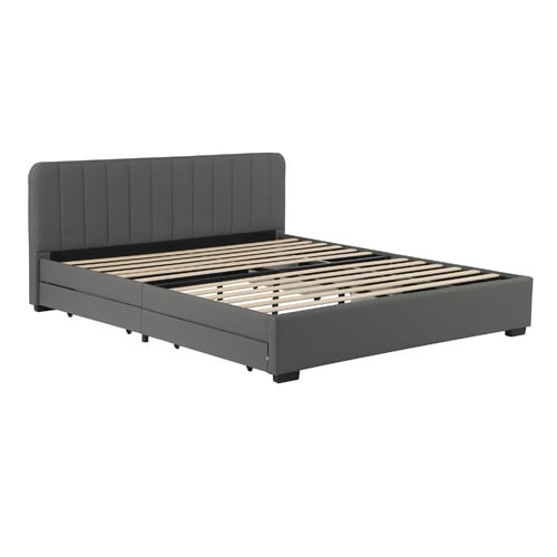 AroyaHome Quincy Faux Leather Bed with Drawers | Temple & Webster