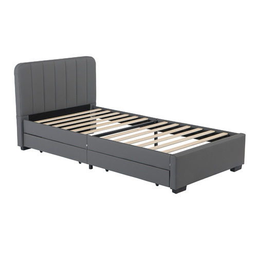 AroyaHome Quincy Faux Leather Bed with Drawers | Temple & Webster