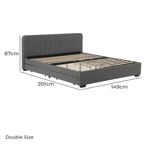 AroyaHome Quincy Faux Leather Bed with Drawers | Temple & Webster