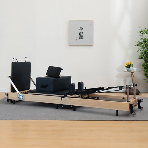 Zenformix Nash Foldable Oak Wood Pilates Reformer Bed | Temple & Webster