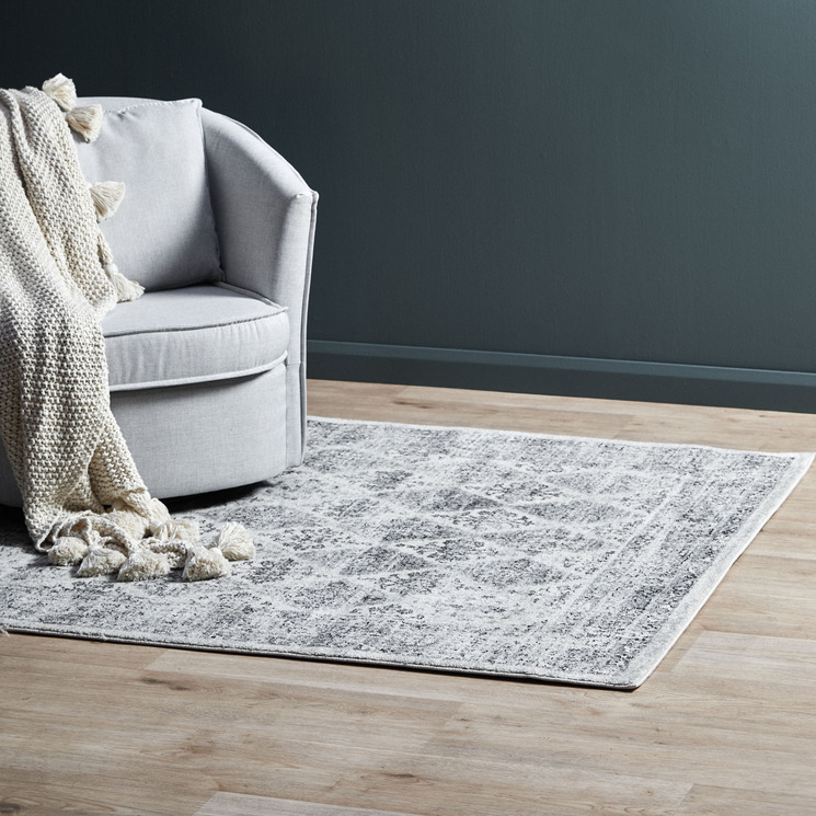Network Rugs Cream & Grey Transitional Distressed Rug | Temple & Webster