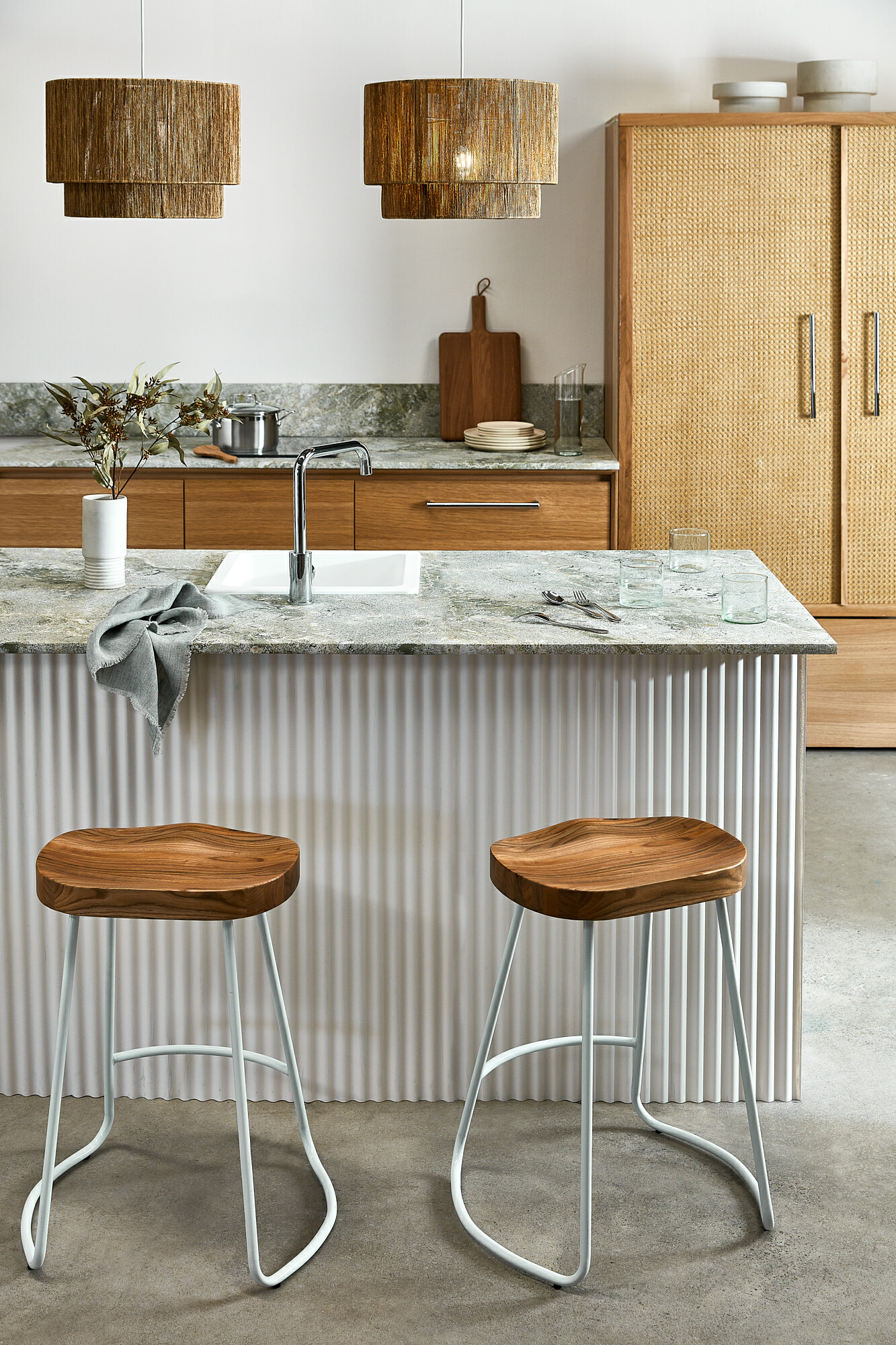 Coastal Kitchen room ideas. Urban Rattan Kitchen. By Temple & Webster