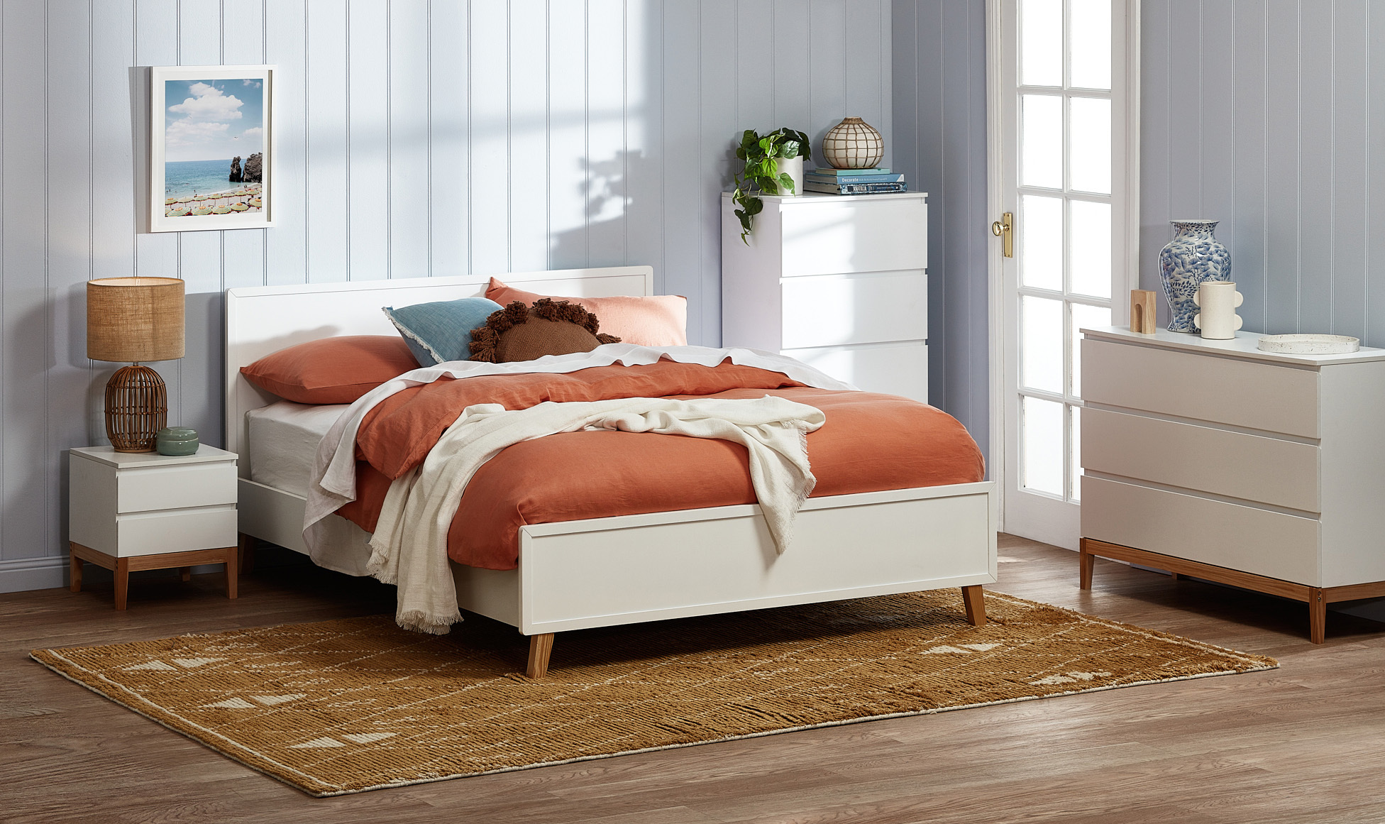 Coastal Bedroom room ideas. Coastal Pink Beach Bedroom. By Temple & Webster