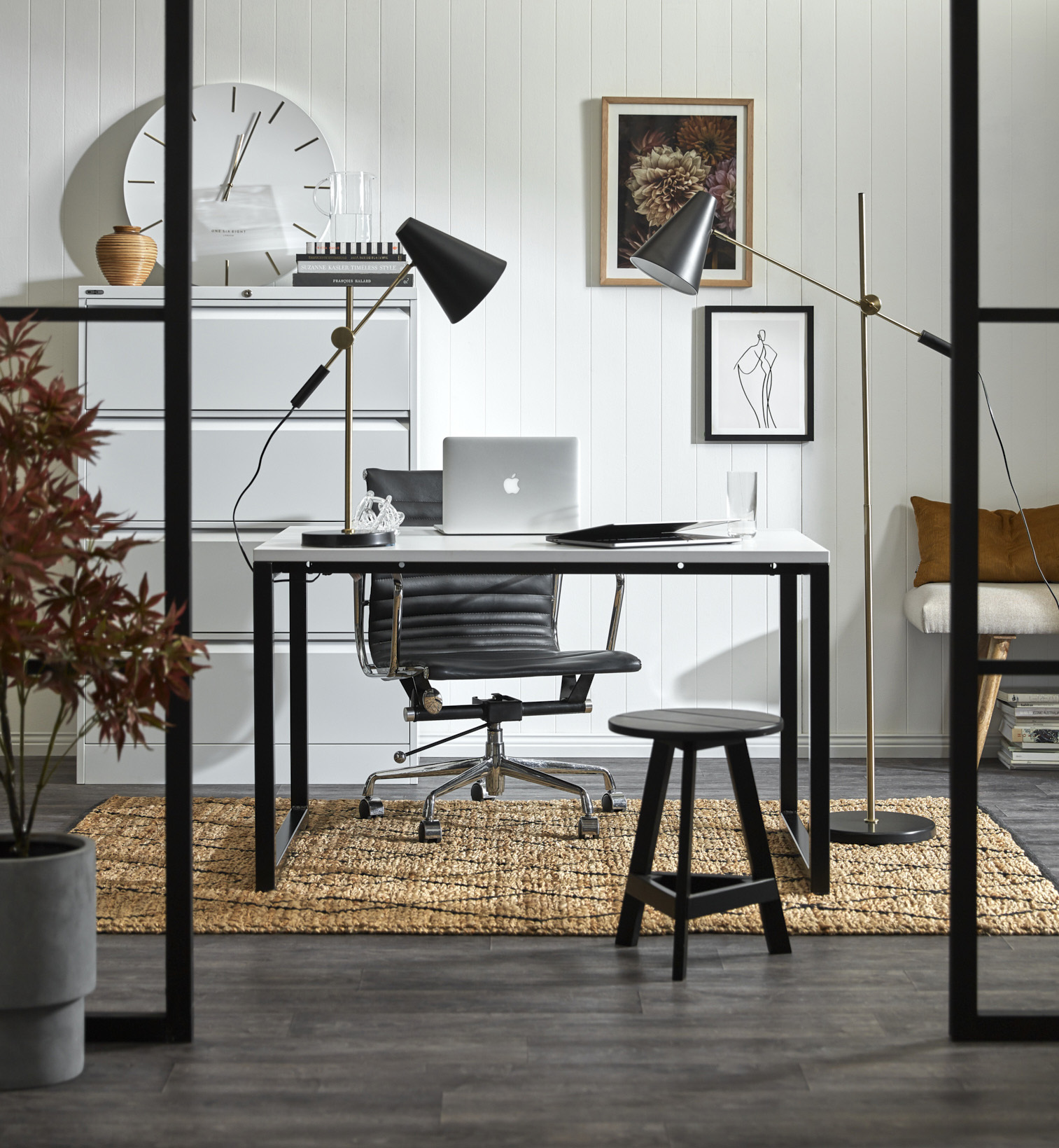 Contemporary Office room ideas. Black & White Office. By Temple & Webster
