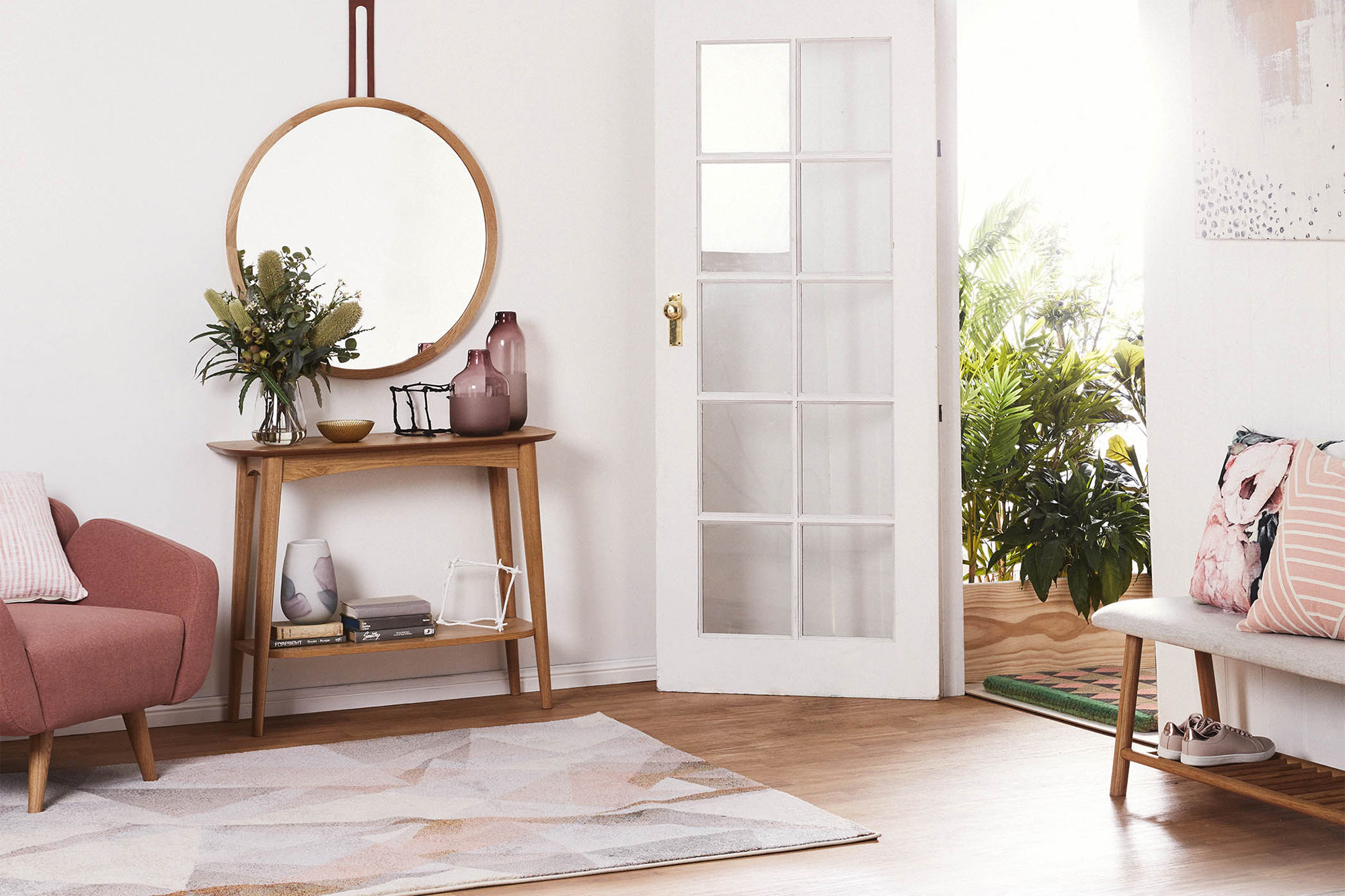 Contemporary Hallway room ideas. Pink Hue Inviting Entrance. By Temple ...