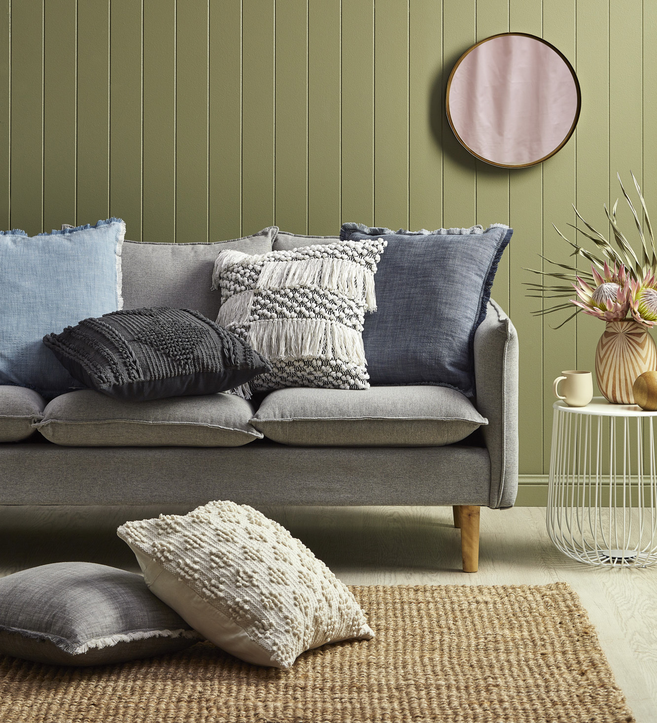Casual Living Room room ideas. Cushion Party. By Temple & Webster