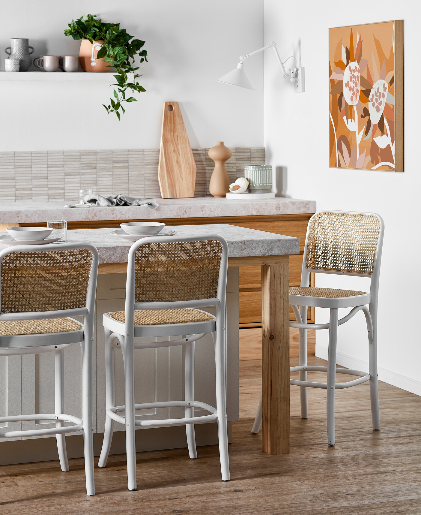 Casual Kitchen room ideas. Modern Rattan Kitchen. By Temple & Webster