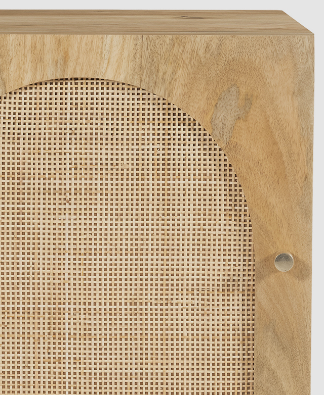 Temple & Webster Natural Anya Mango Wood & Rattan Bedside Table