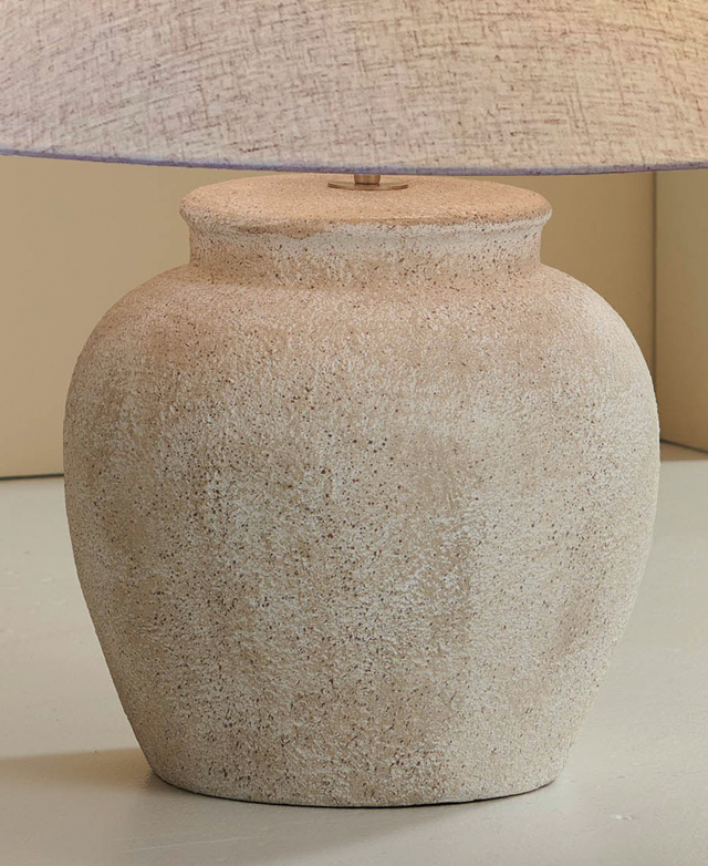 Elm Design 57cm Natural Flax Belle Ceramic Table Lamp | Temple & Webster