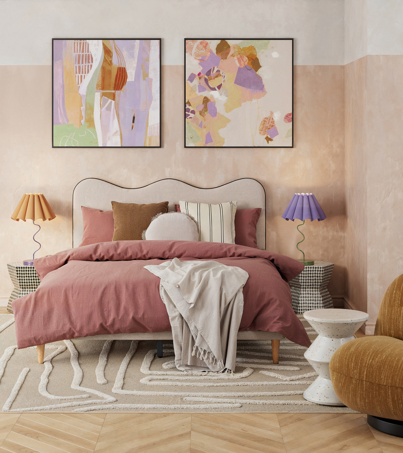 Retro Bedroom room ideas. Vivid Dreamscape Chamber. By Temple & Webster