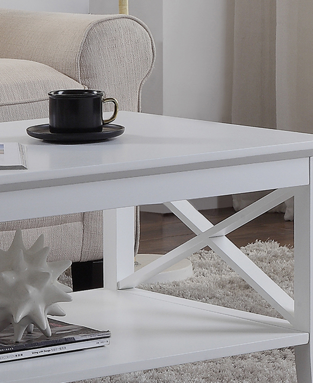 In Home Furniture Style White Long Island Rectangular Coffee Table ...