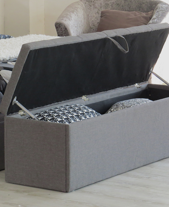 SandStoneSea Grey Chester Fabric Storage Ottoman | Temple & Webster