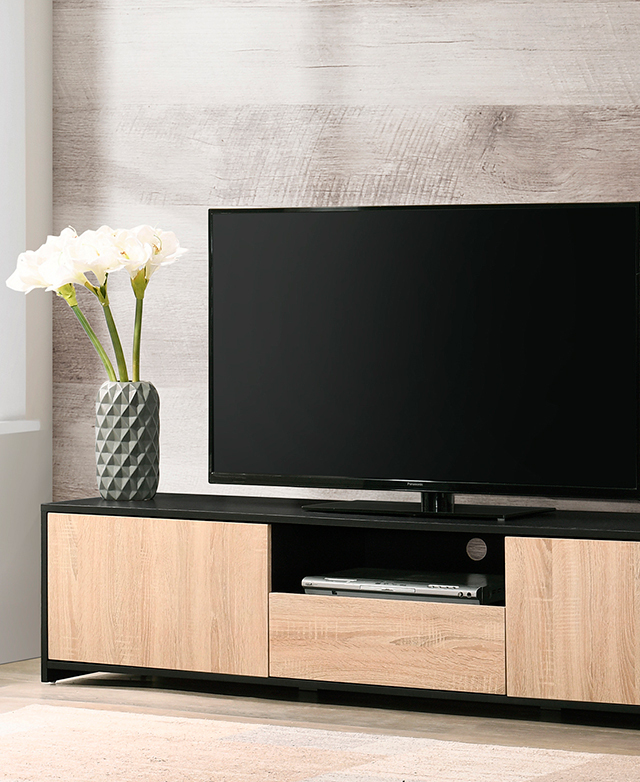 Core Living Black Lee Entertainment Unit with Drawer | Temple & Webster
