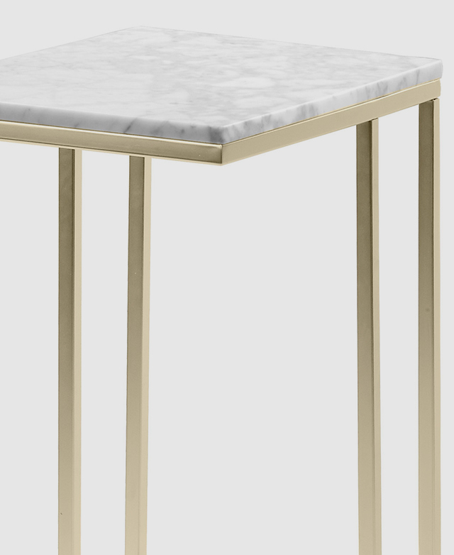 Temple & Webster White Serena C-Shaped Italian Carrara Marble Side Table