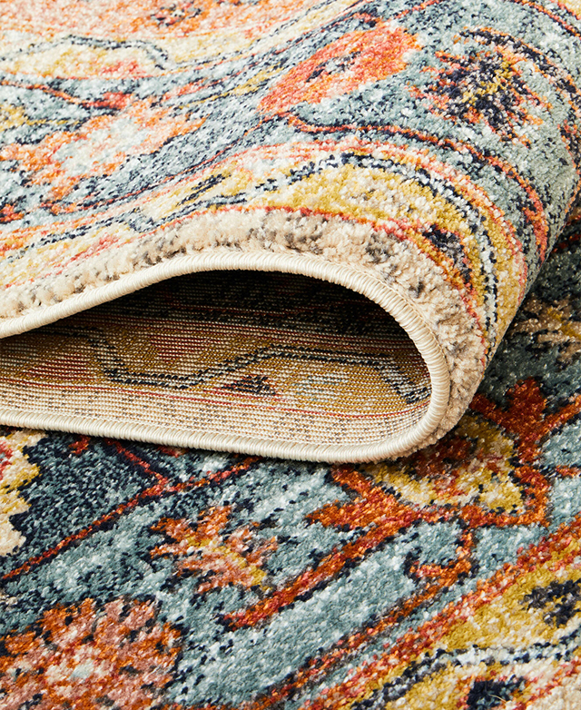 Network Rugs Rust & Blue Power-Loomed Transitional Rug | Temple & Webster