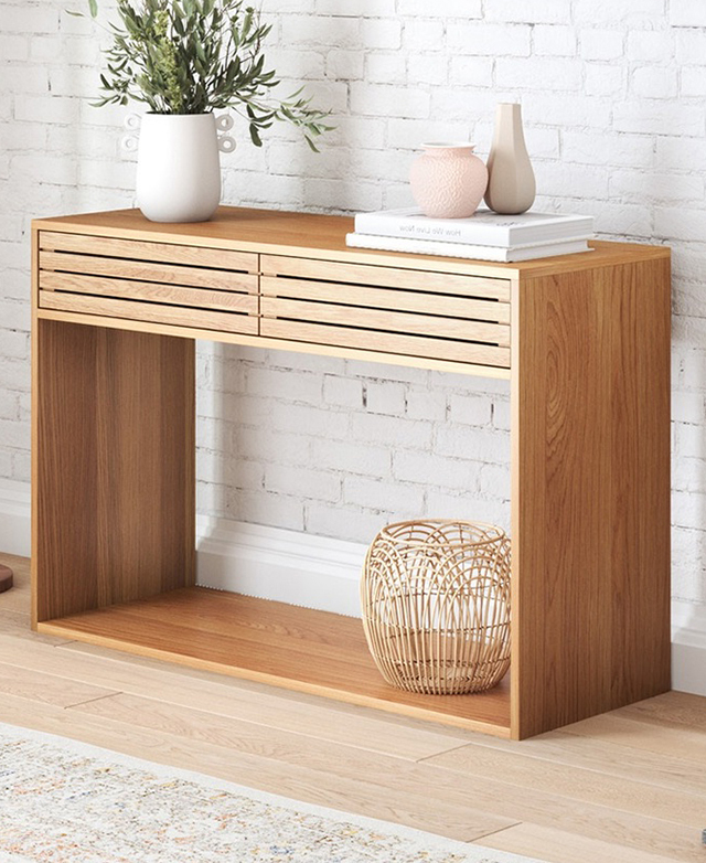 Temple & Webster Oak Xavi Slatted Console Table