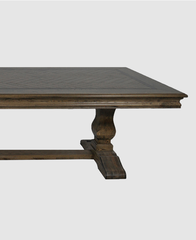 By Designs Dark Timber Mosaic Oak Wood Dining Table | Temple & Webster