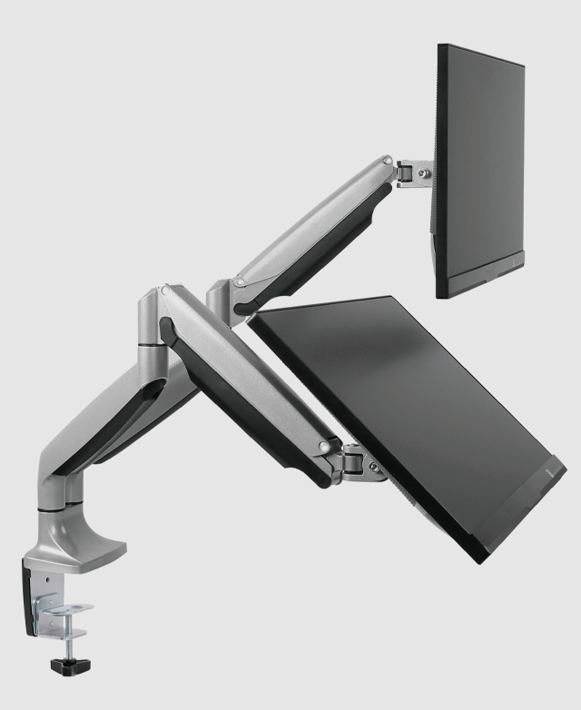 Canohm Grey Ergovida Gas Spring Double Monitor Arm | Temple & Webster