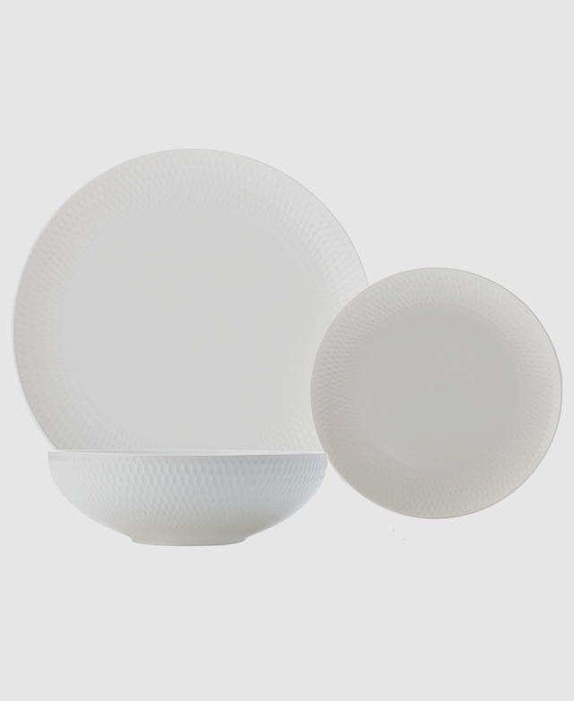Maxwell & Williams 12 Piece White Basics Diamonds Dinner Set | Temple ...