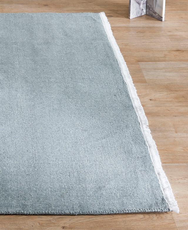 Temple & Webster Blue Tully Hand-Woven Wool-Blend Rug