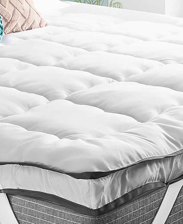 HoxtonRoom Plush White Overfilled Mattress Topper | Temple & Webster