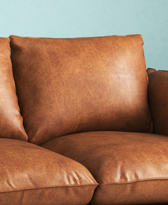 Temple & Webster Tan Terry 2 Seater Genuine Leather Sofa