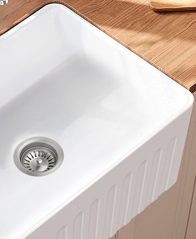 Expert Homewares Pierre 610mm Single Fireclay Farmhouse Sink | Temple ...