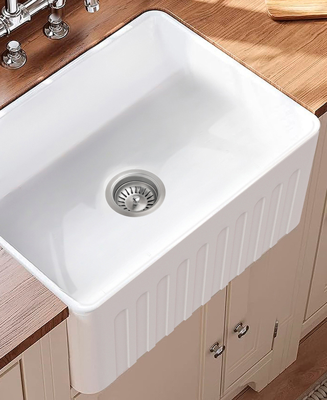 Expert Homewares Pierre 610mm Single Fireclay Farmhouse Sink | Temple ...