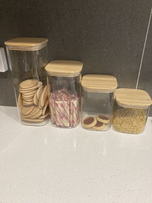 Ecology 4 Piece Ecology Pantry Square Glass Canister with Bamboo Lid ...