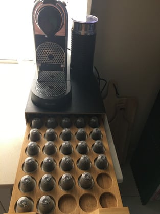 Davis & Waddell Bamboo Coffee Machine Board with Capsule Drawer ...