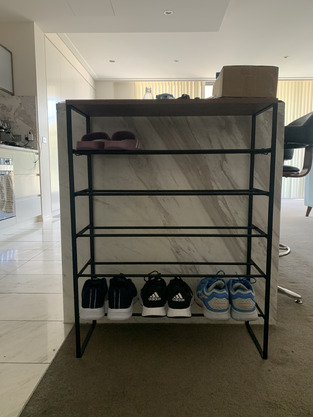 Yamazaki Tower 5 Tier Metal & Wood Shoe Rack | Temple & Webster