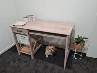 Corner Office Washed Grey Nancy Writing Desk | Temple & Webster