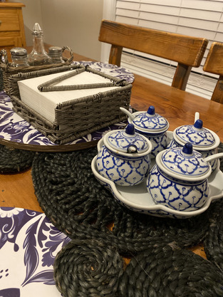 Bouquet House 5 Piece Blue Ceramic Condiment Jar Set | Temple & Webster