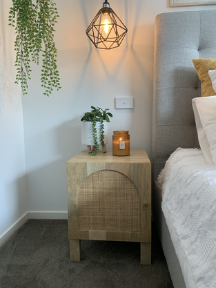 Temple & Webster Natural Anya Mango Wood & Rattan Bedside Table