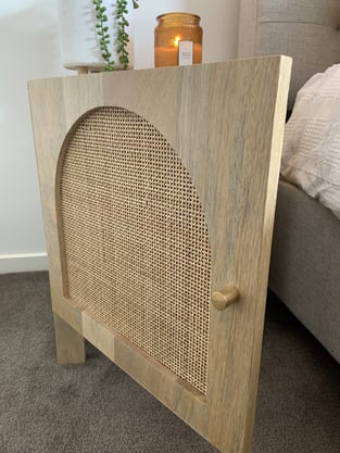 Temple & Webster Natural Anya Mango Wood & Rattan Bedside Table